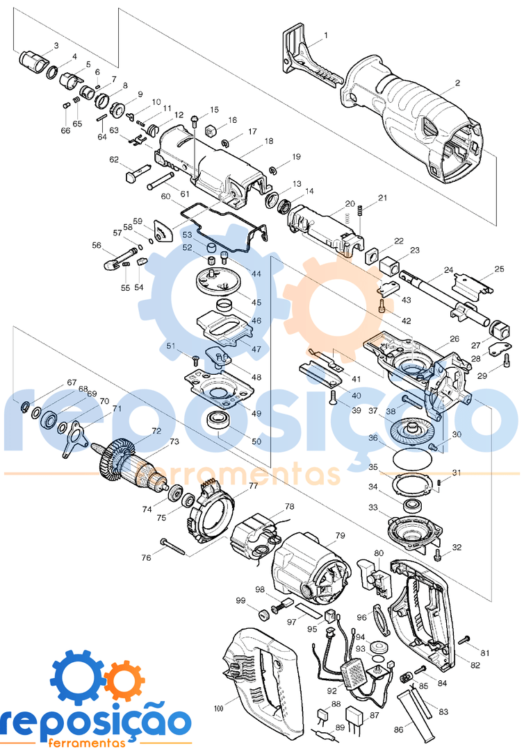 Vista Explodida Serra Sabre Jr3070Ct Makita - Reposição Online