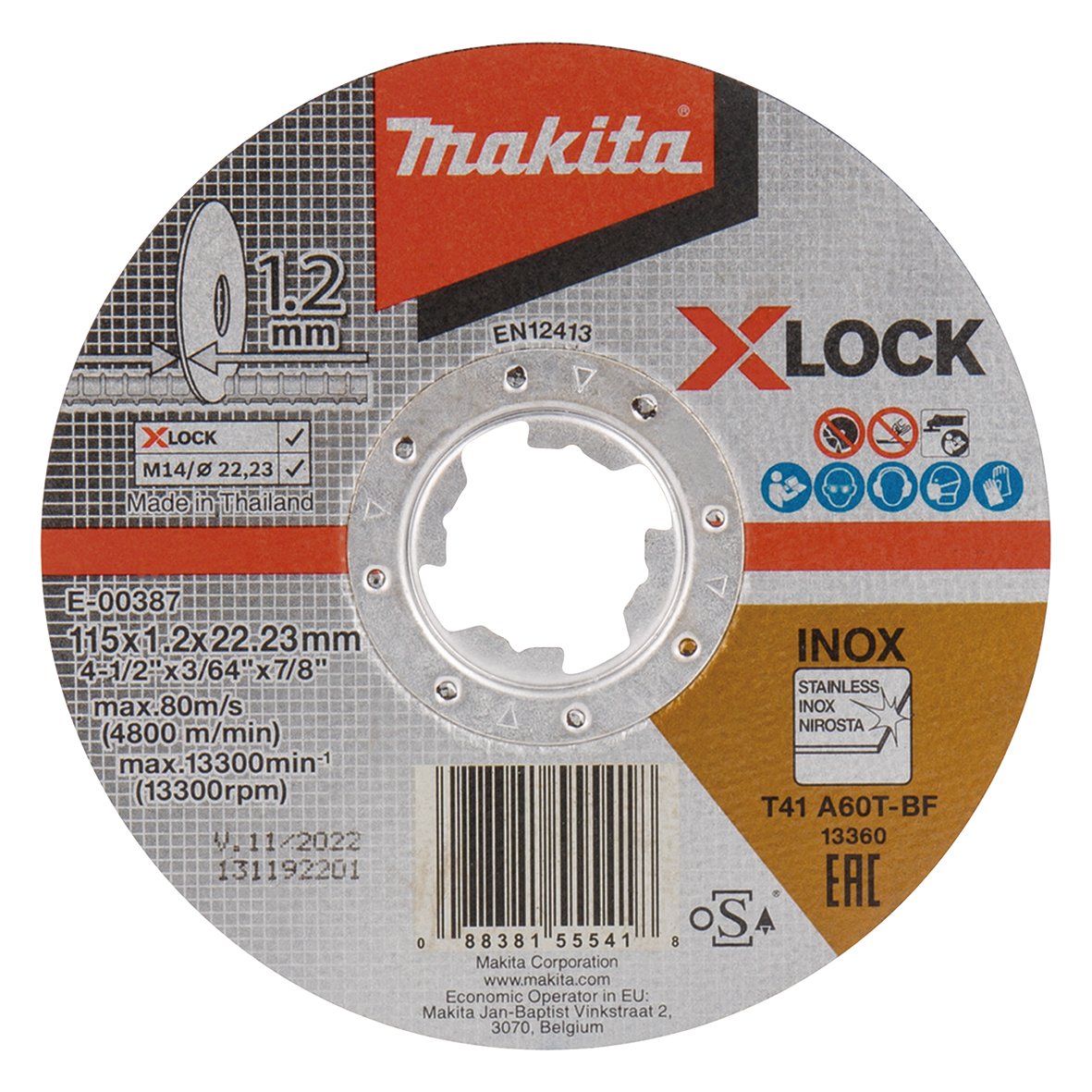 Disco Corte X-Lock 115X1.2X22.23 P/ Inox - E-00387 - Makita - Reposição ...